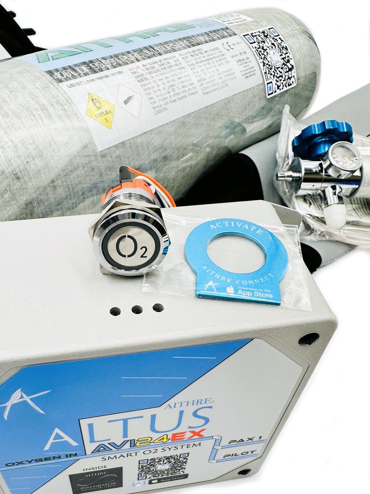 AVI24EX 2-Place Smart O2 Valve with 408L Bottle and Altus Meso